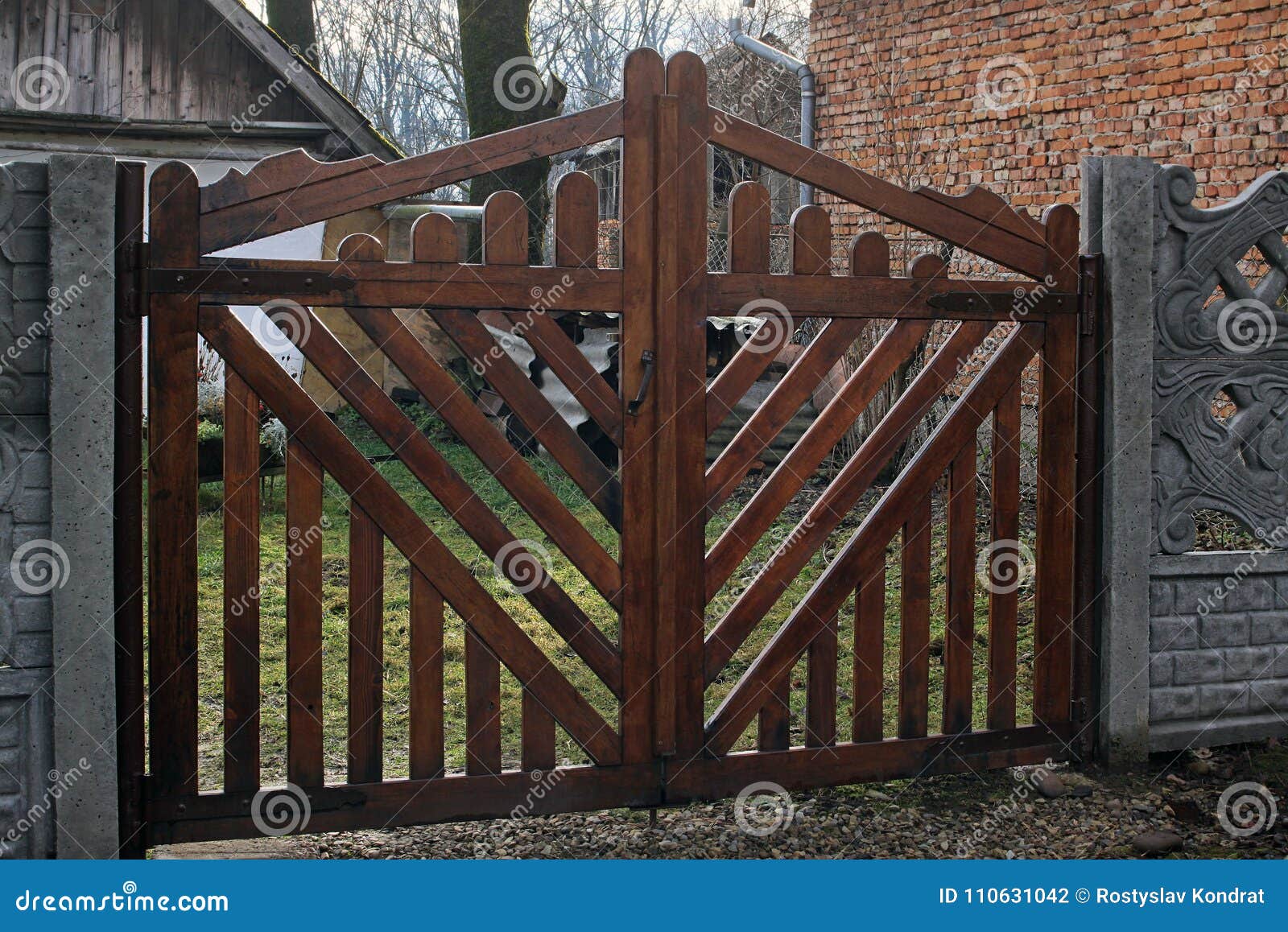 New wooden gates stock photo. Image of angle, land, diagonal - 110631042