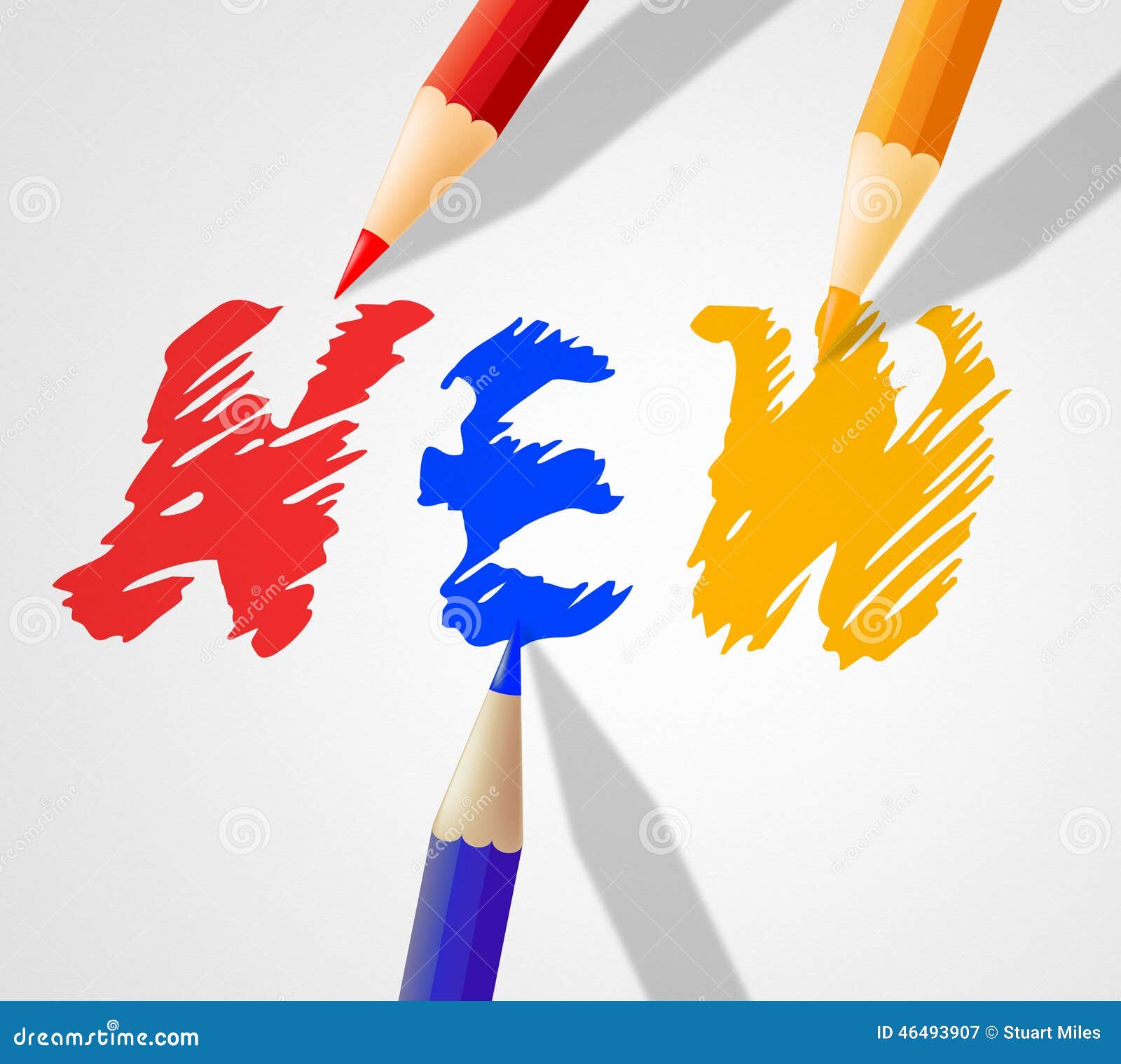 New Word Shows Up To Date and Drawing Stock Illustration - Illustration ...