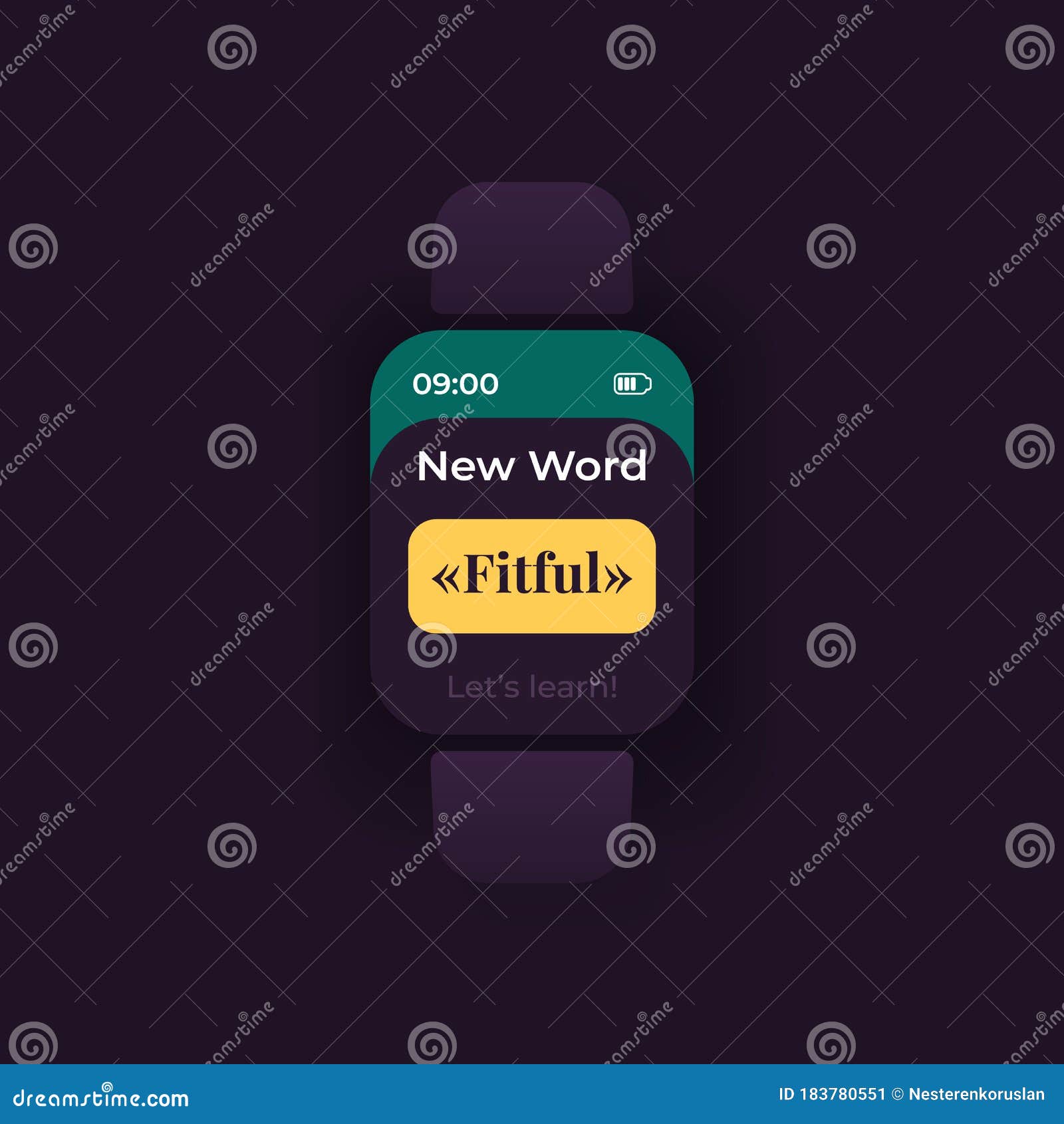 New Word Smartwatch Interface Vector Template Stock Vector - Illustration of notification ...