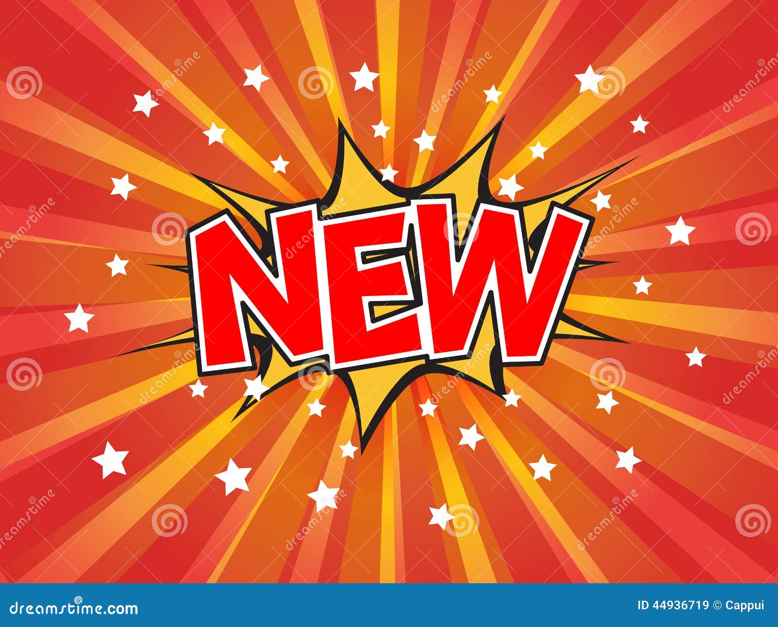 New, Wording in Comic Speech Bubble on Burst Background Stock Vector ...