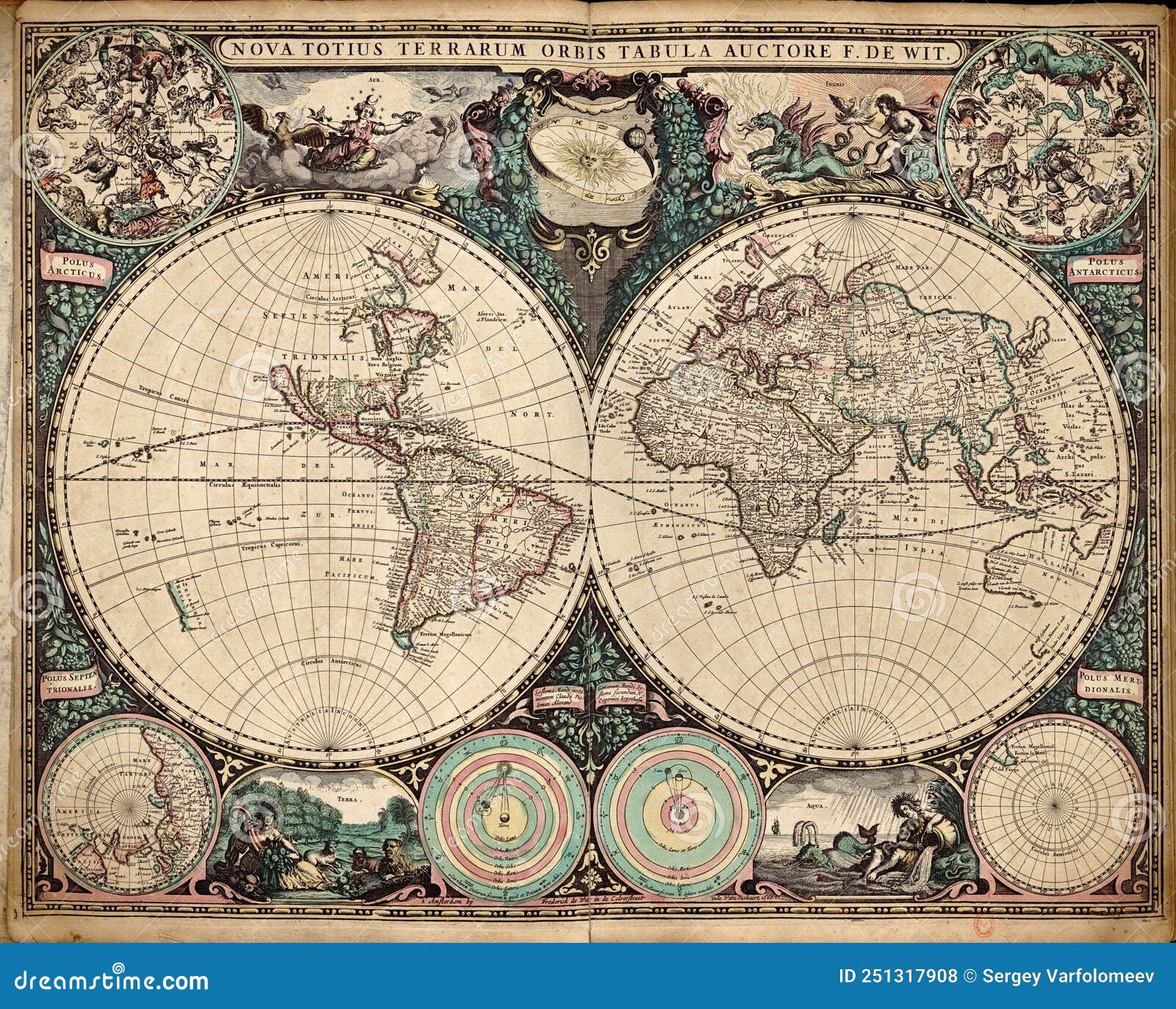New World Map In Light Of The Published 1665. Author - Frederik De Wit ...