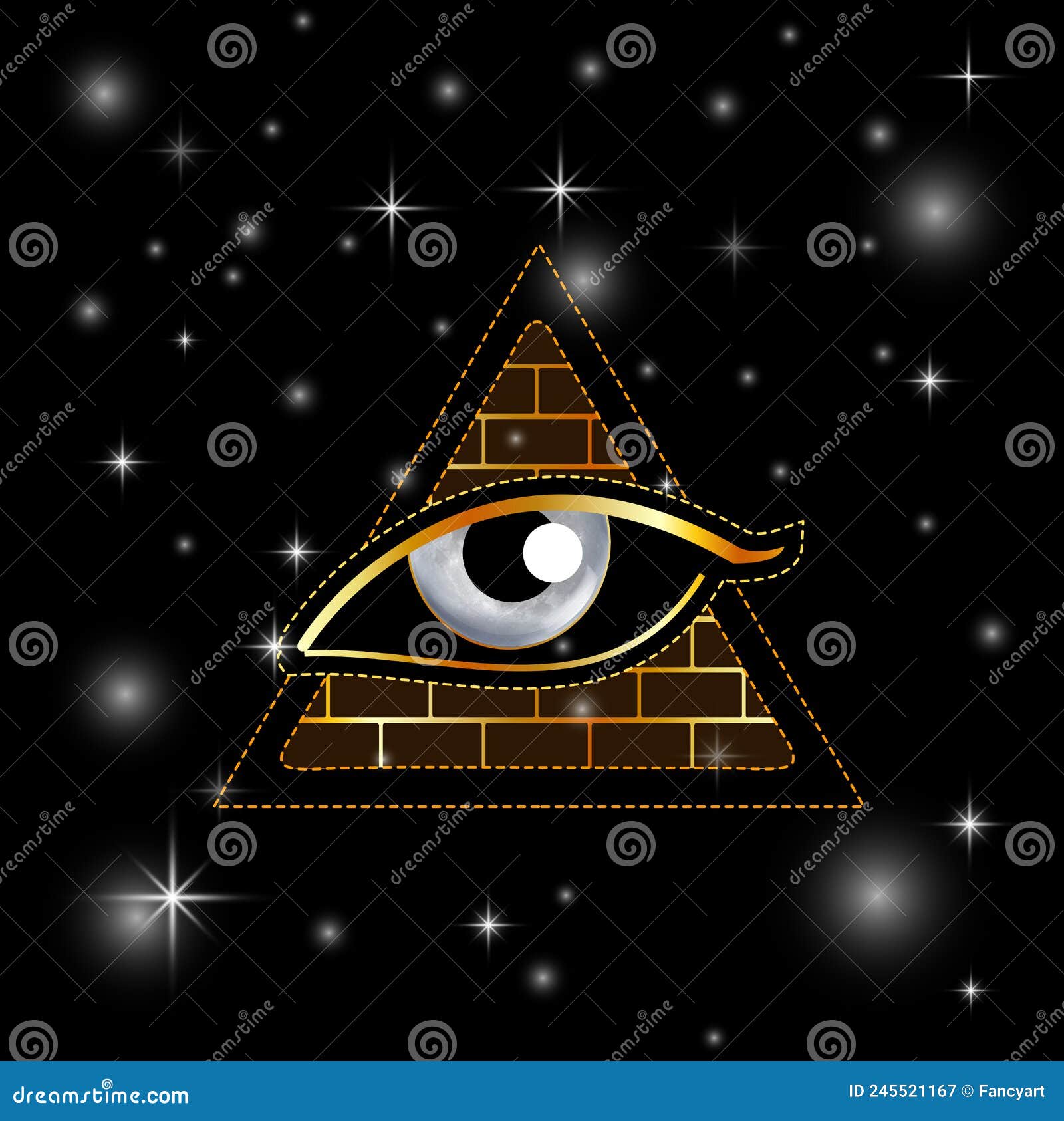 All Seeing Eye, The Third Eye Icon Inside Triangle Pyramid And Egyptian ...