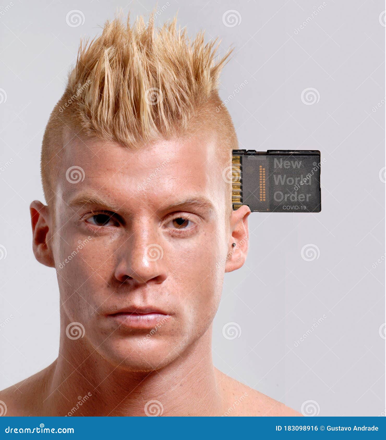 New World Order Concept on Computer Chip on Human Head Stock Photo ...