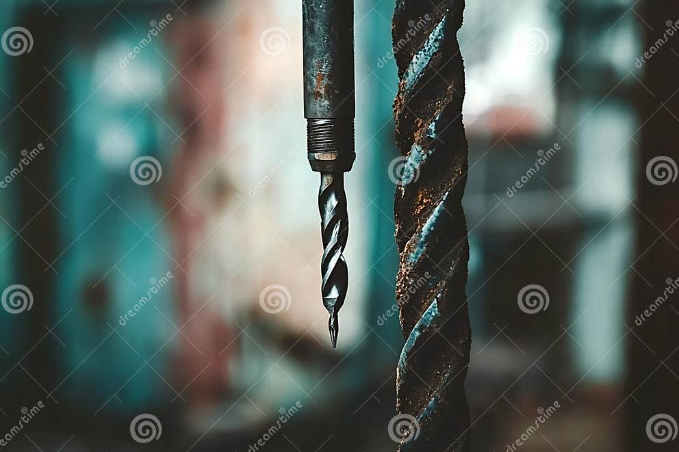 New and Worn Drill Bits Hanging in Workshop Stock Photo - Image of ...