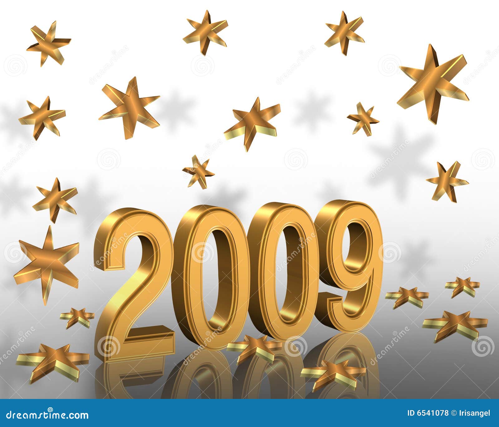 New Year 2009 3D Graphic Gold Stars Stock Illustration - Illustration ...