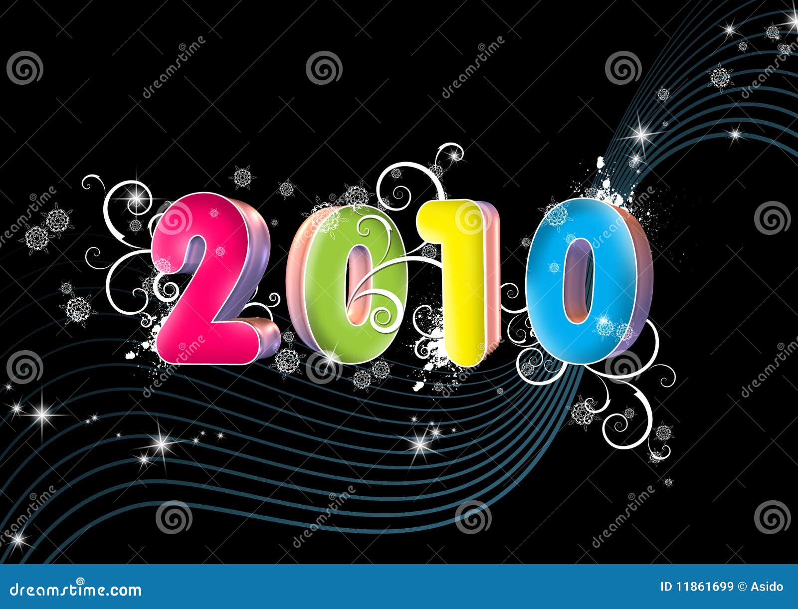 New year 2010 stock illustration. Illustration of painted - 11861699