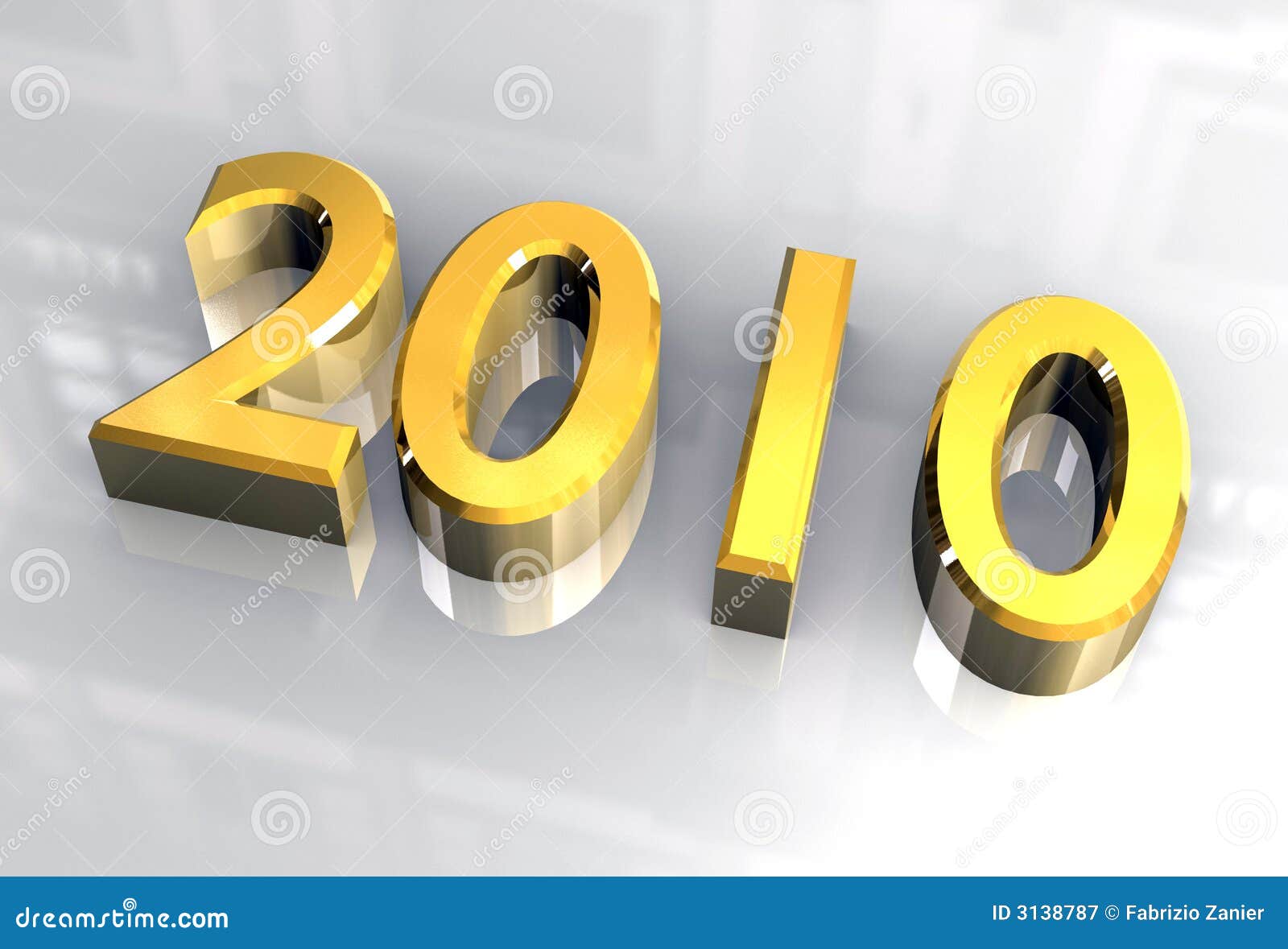 New year 2010 in gold (3D) stock illustration. Illustration of calendar ...
