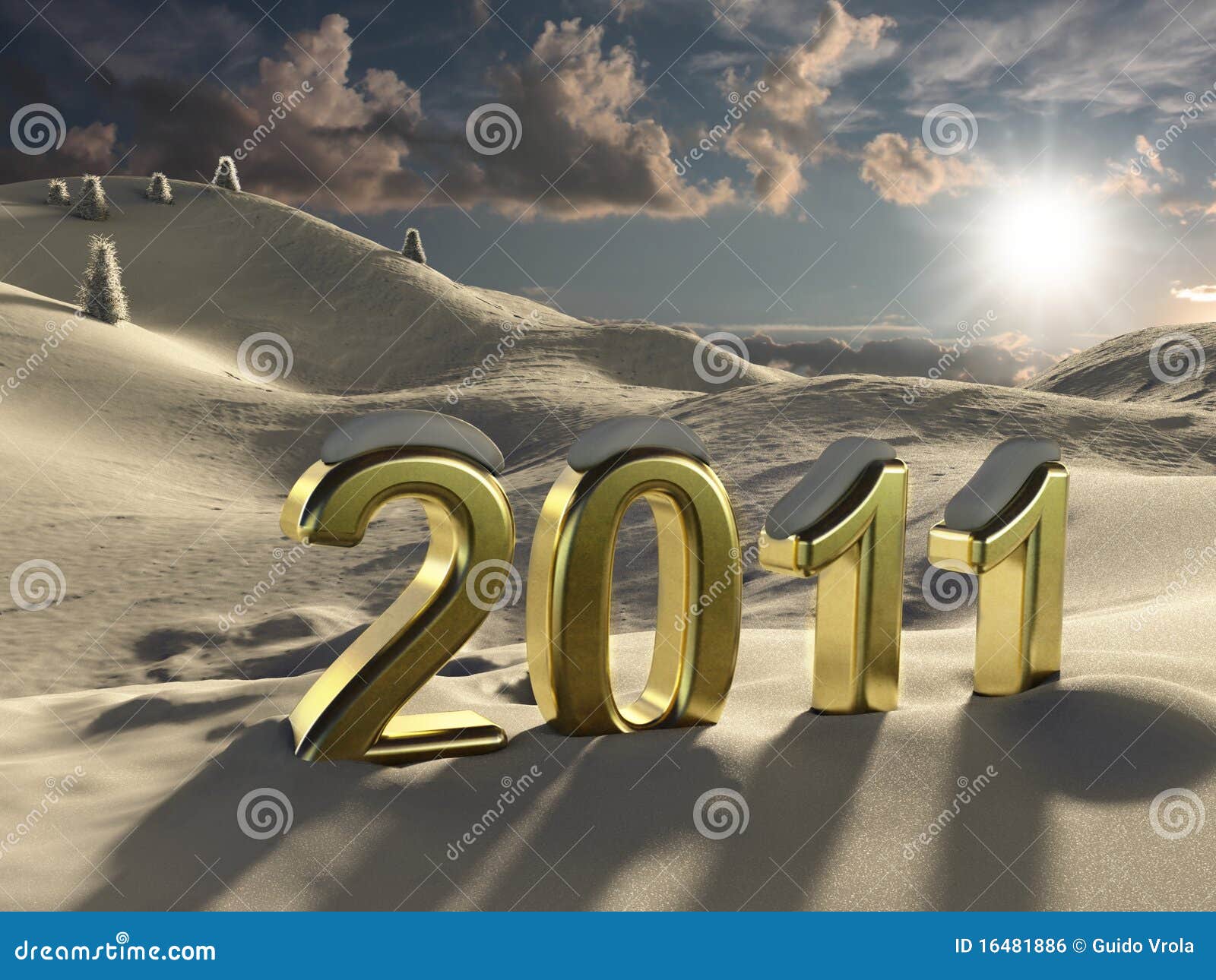 The new year 2011 in gold stock illustration. Illustration of morning ...
