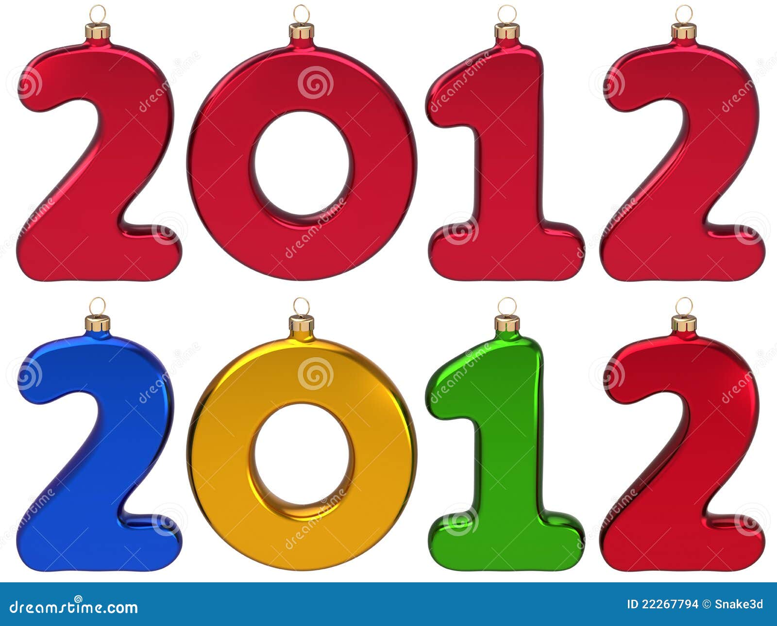 New Year 2012 Baubles in Form of Numbers Stock Illustration ...