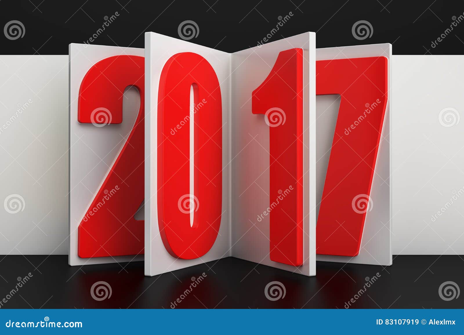2017 New Year Abstract Concept, 3D Rendering Stock Illustration ...