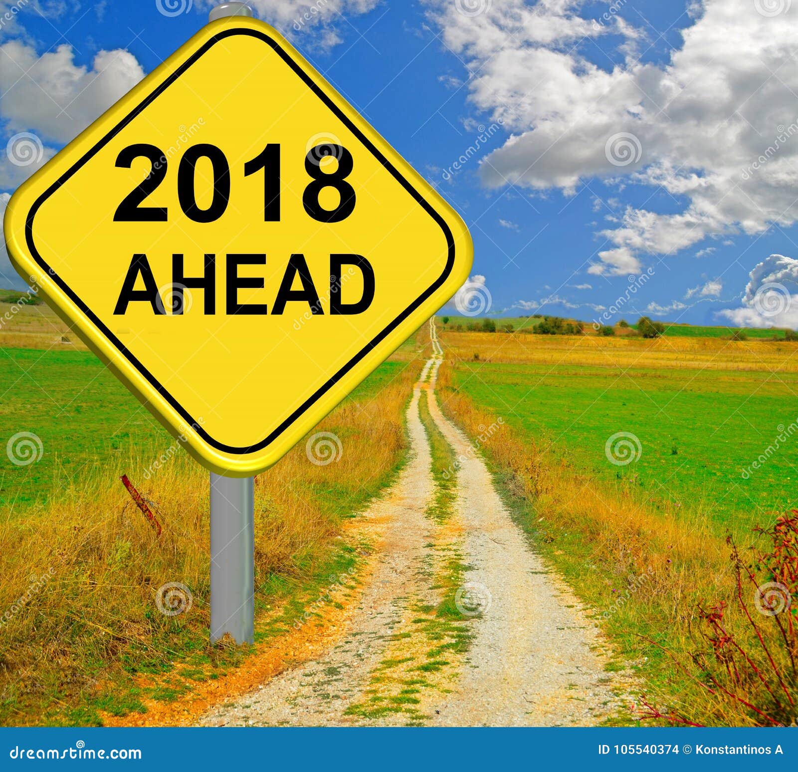 2018 New Year Ahead Red Road Sign - 3d Rendering Stock Photo - Image of ...