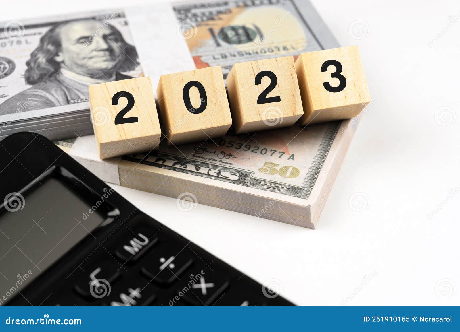 New Year 2023 with American Dollar and Calculator Stock Image - Image ...