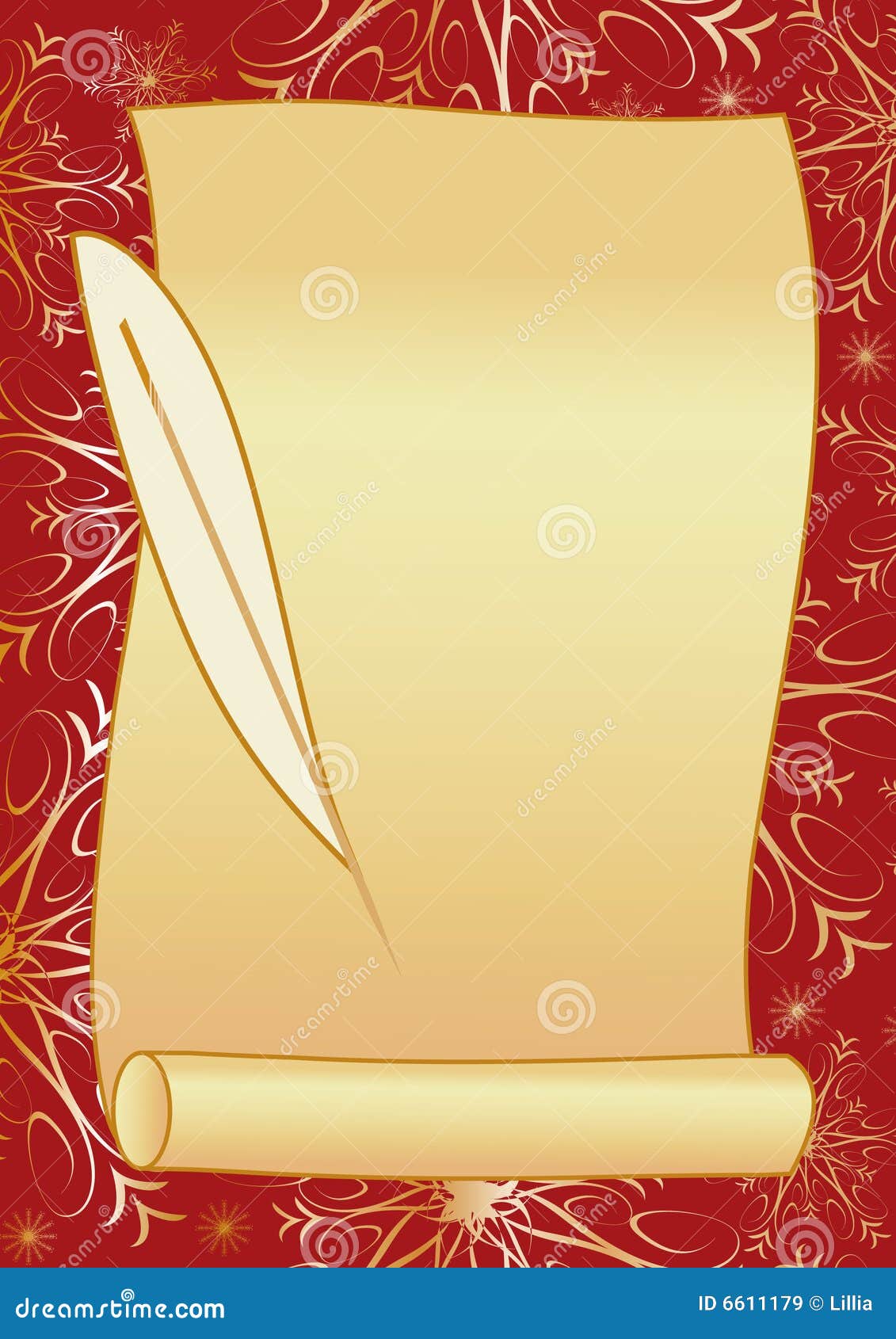 New Year Background with Scroll Stock Illustration - Illustration of ...