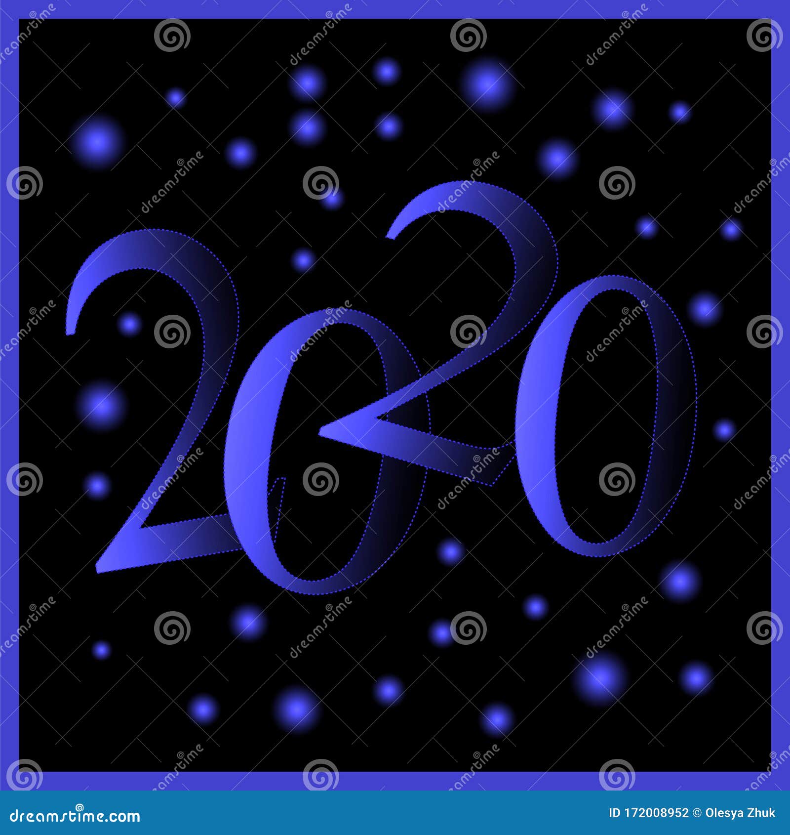 New Year Banner 2020, Blue Numbers on a Black Background. Empty Space ...