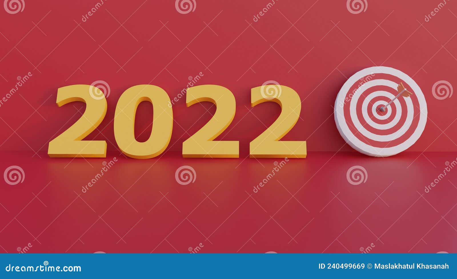 New Year Big Target with Big Text Word and Goals Target . 3d ...