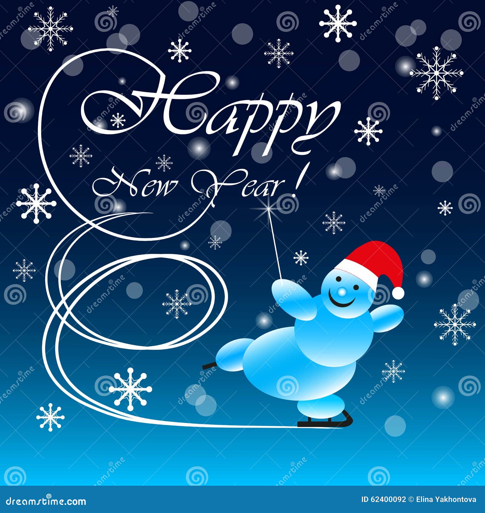 New Year on Blue Background Snowman Skating Stock Vector - Illustration ... New Year on Blue Background Snowman Skating Stock Vector - Illustration ...
