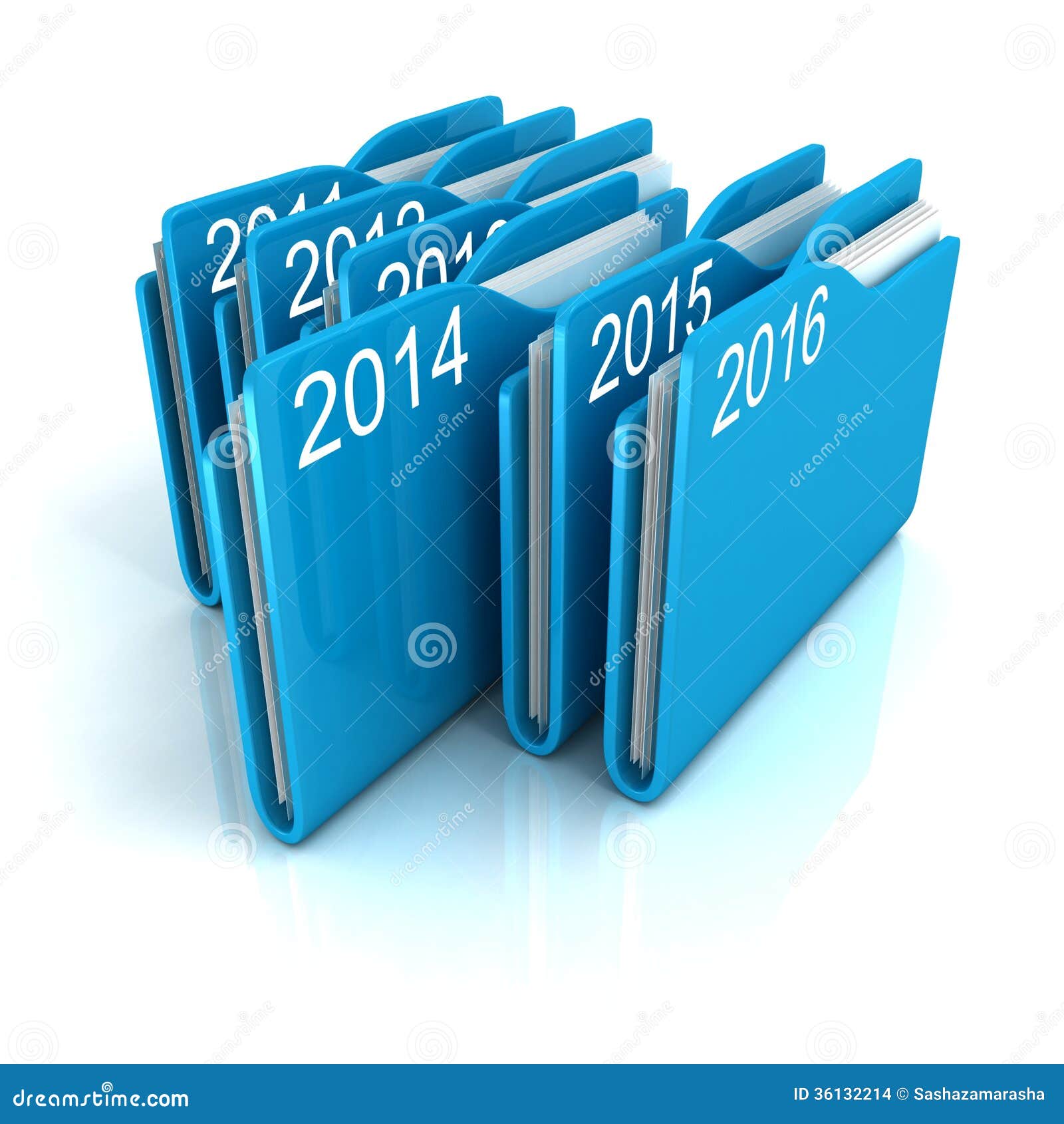New 2014 Year Blue Office Paper File Folders Row Stock Illustration ...