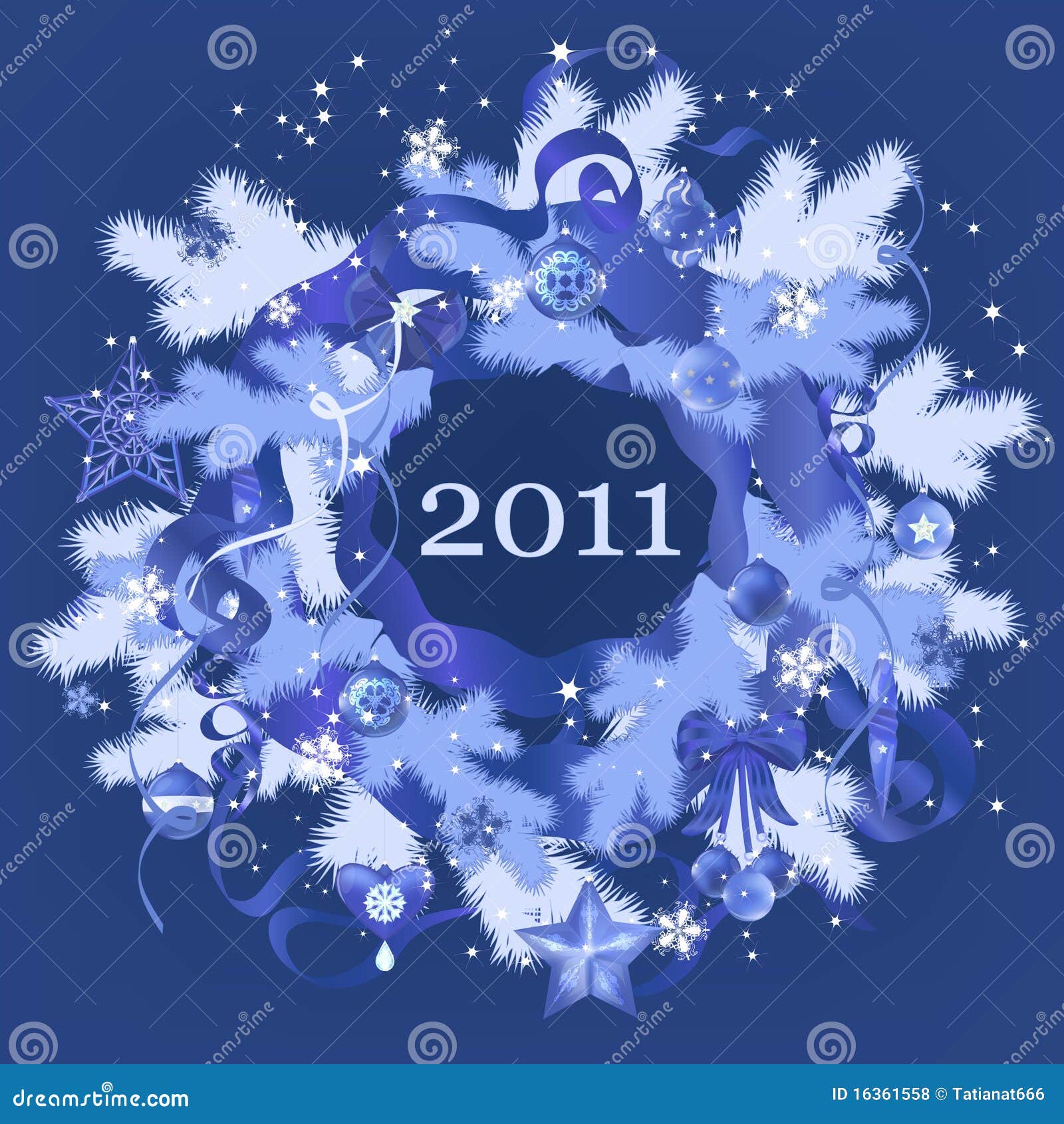 New Year blue wreath stock vector. Illustration of shining - 16361558
