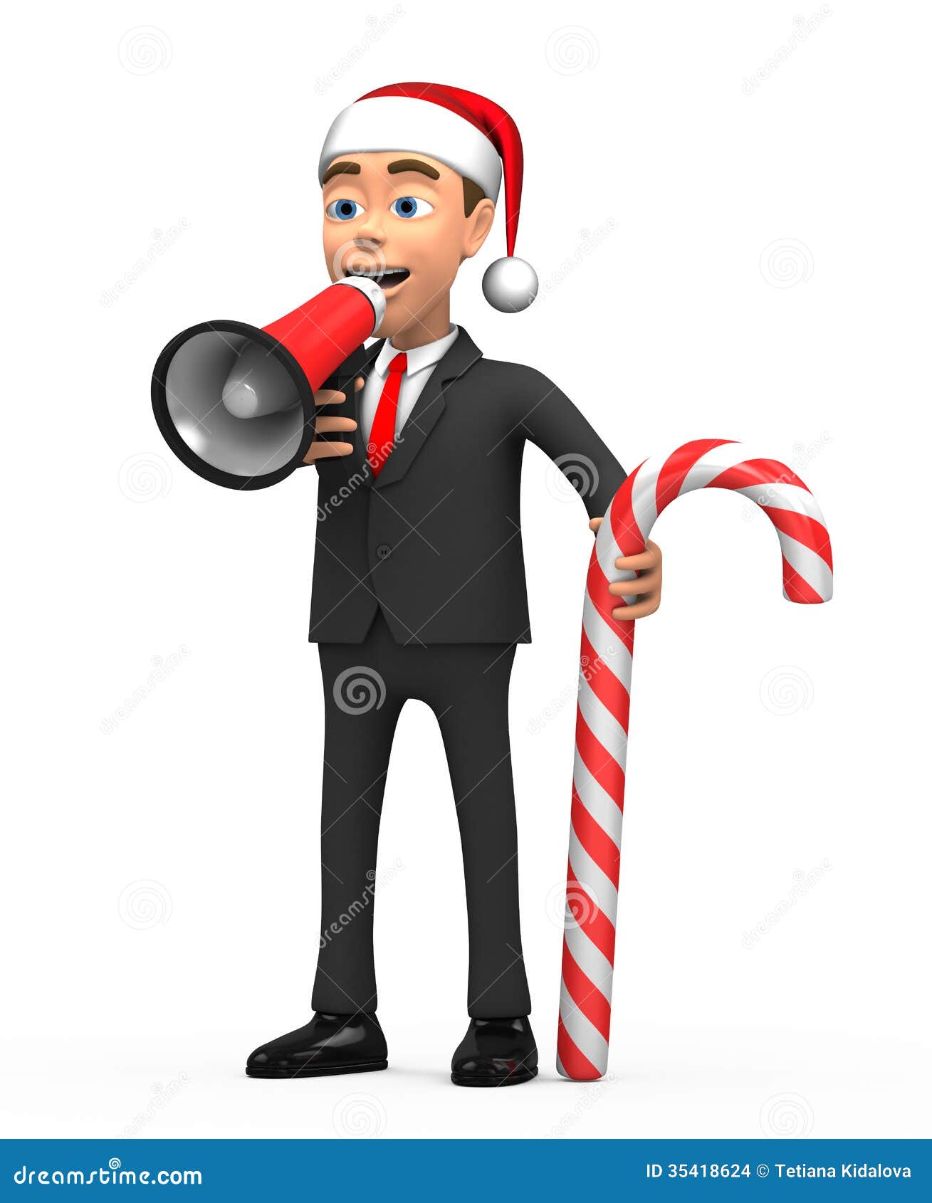 New Year Businessman with Megaphone and Candy Stock Illustration ...