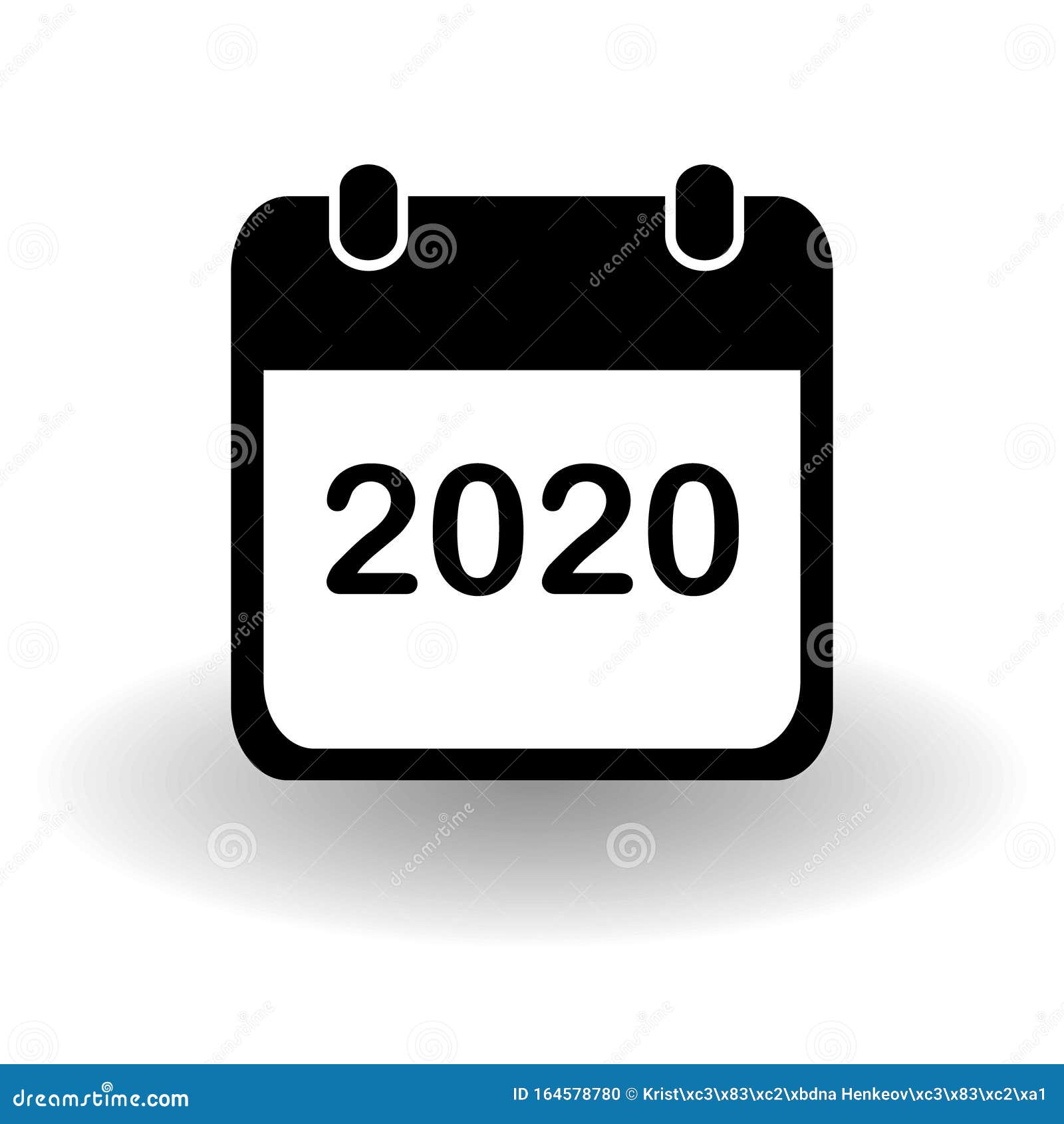 New Year 2020 Calendar Page Icon. Simple Flat Organizer in Solid Black ...