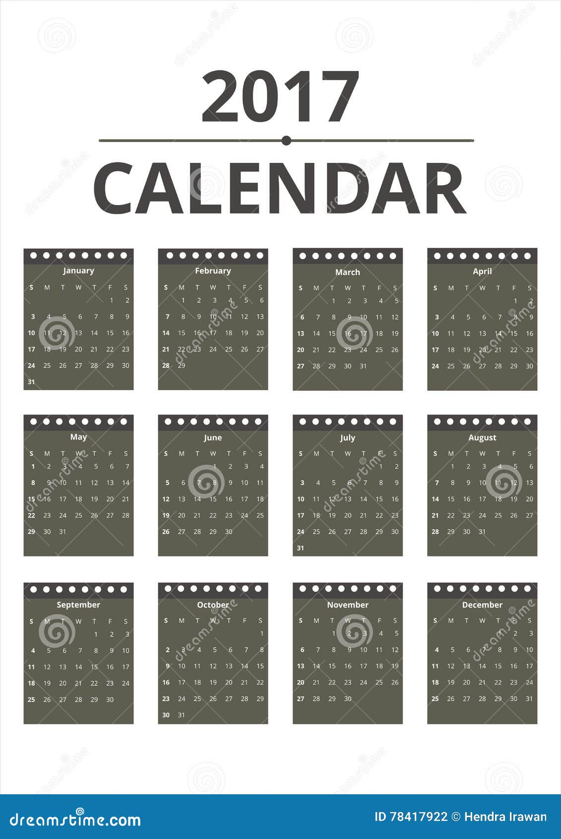 New Year 2017 Calendar Template Vector Simple Stock Vector - Illustration of modern, business ...