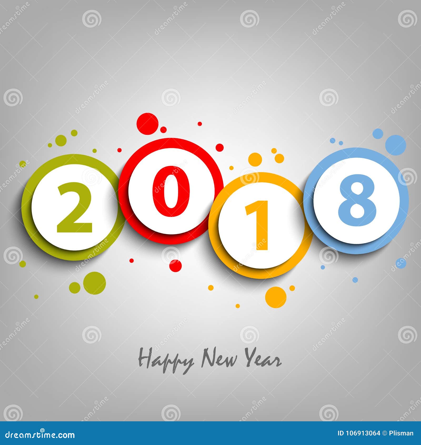 New Year Card with Colorful Design Circles and Numbers Stock Vector ...