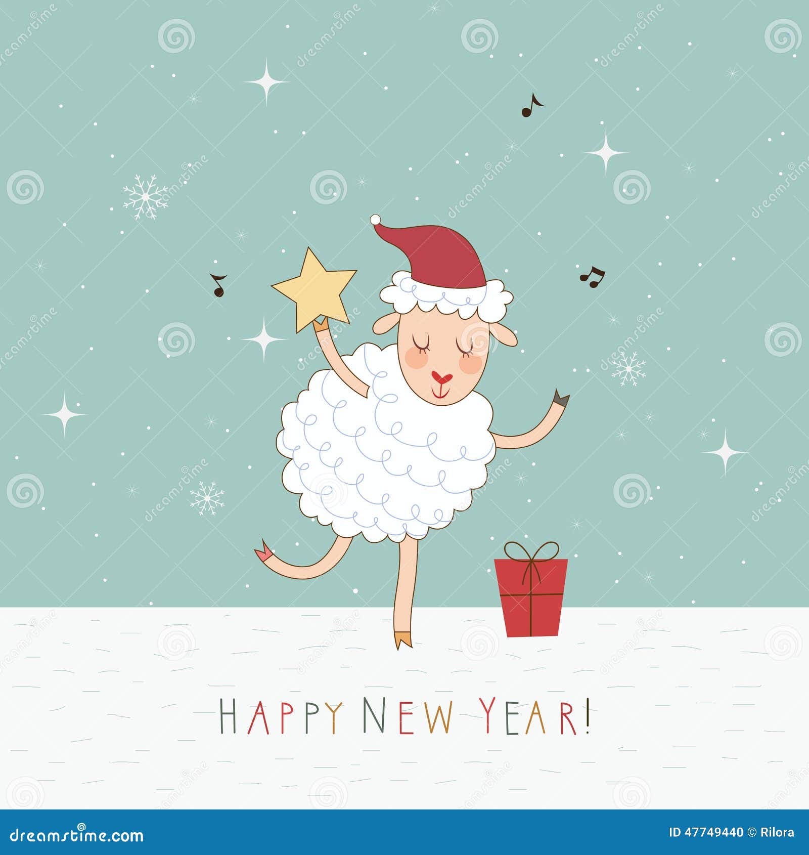 2015 New Year Card with Sheep. Stock Vector - Illustration of decor ...