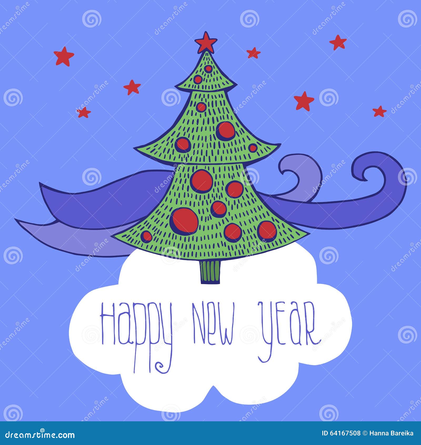 New Year Card with Trees Vector Image. Stock Vector - Illustration of ...