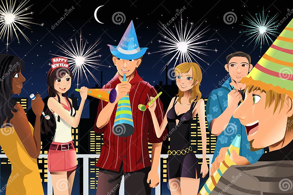 New Year celebration party stock vector. Illustration of people - 21587761