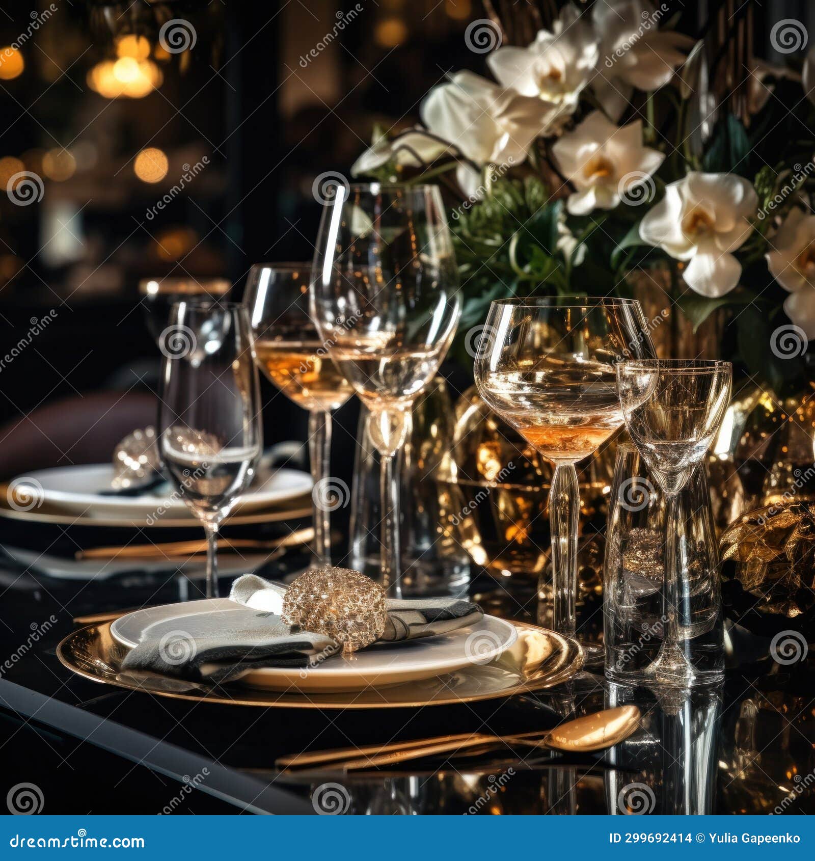 New Year Celebration, Restaurant Setting with a Touch of Class. Stock ...