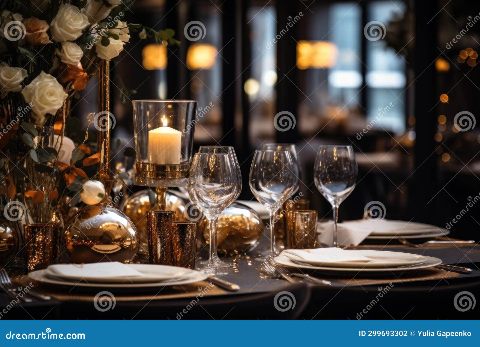 New Year Celebration, Restaurant Setting with a Touch of Class. Stock ...