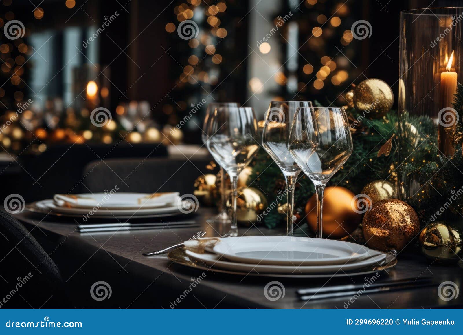 New Year Celebration, Restaurant Setting with a Touch of Class. Stock ...