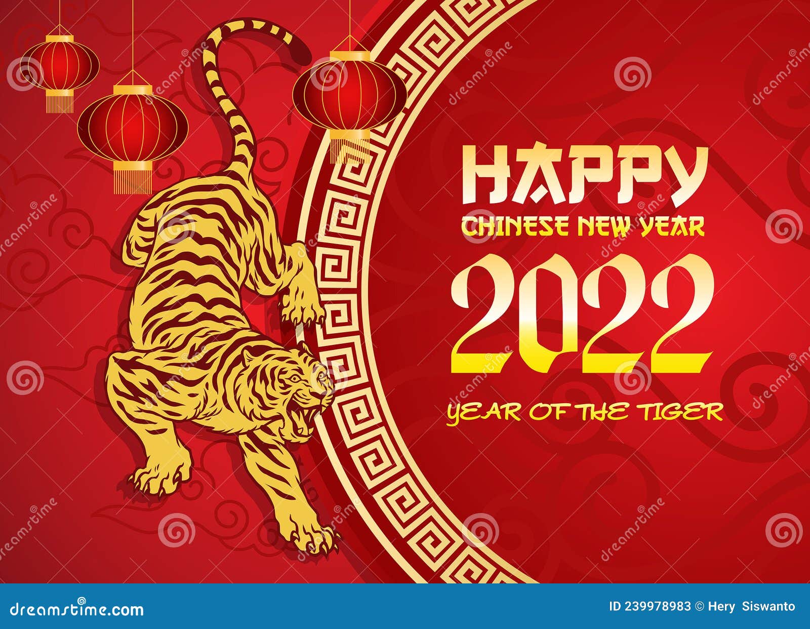 New Year Chinese Design with Crouching Tiger Stock Vector ...