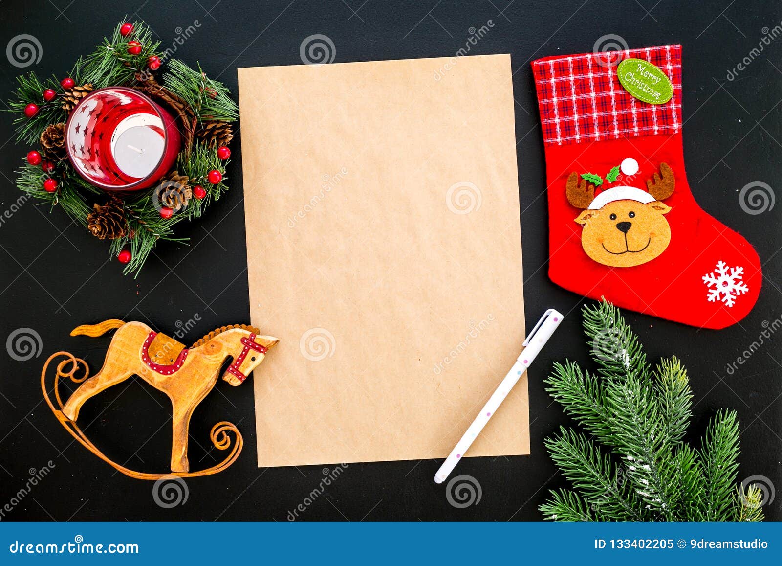 New Year or Christmas Mockup. Template for Letter To Santa, List of ... New Year or Christmas Mockup. Template for Letter To Santa, List of ...