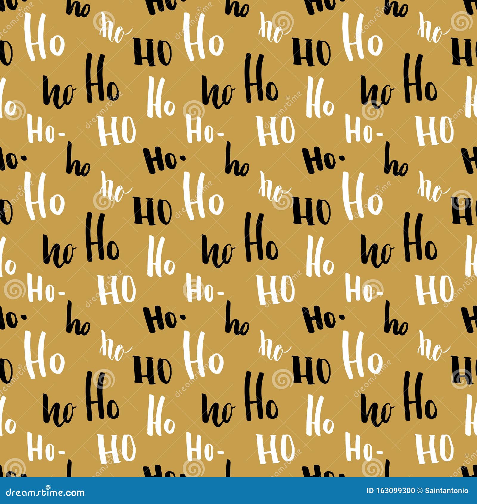 New Year and Christmas Seamless Pattern, with Ho Ho Ho Hand Drawn ...