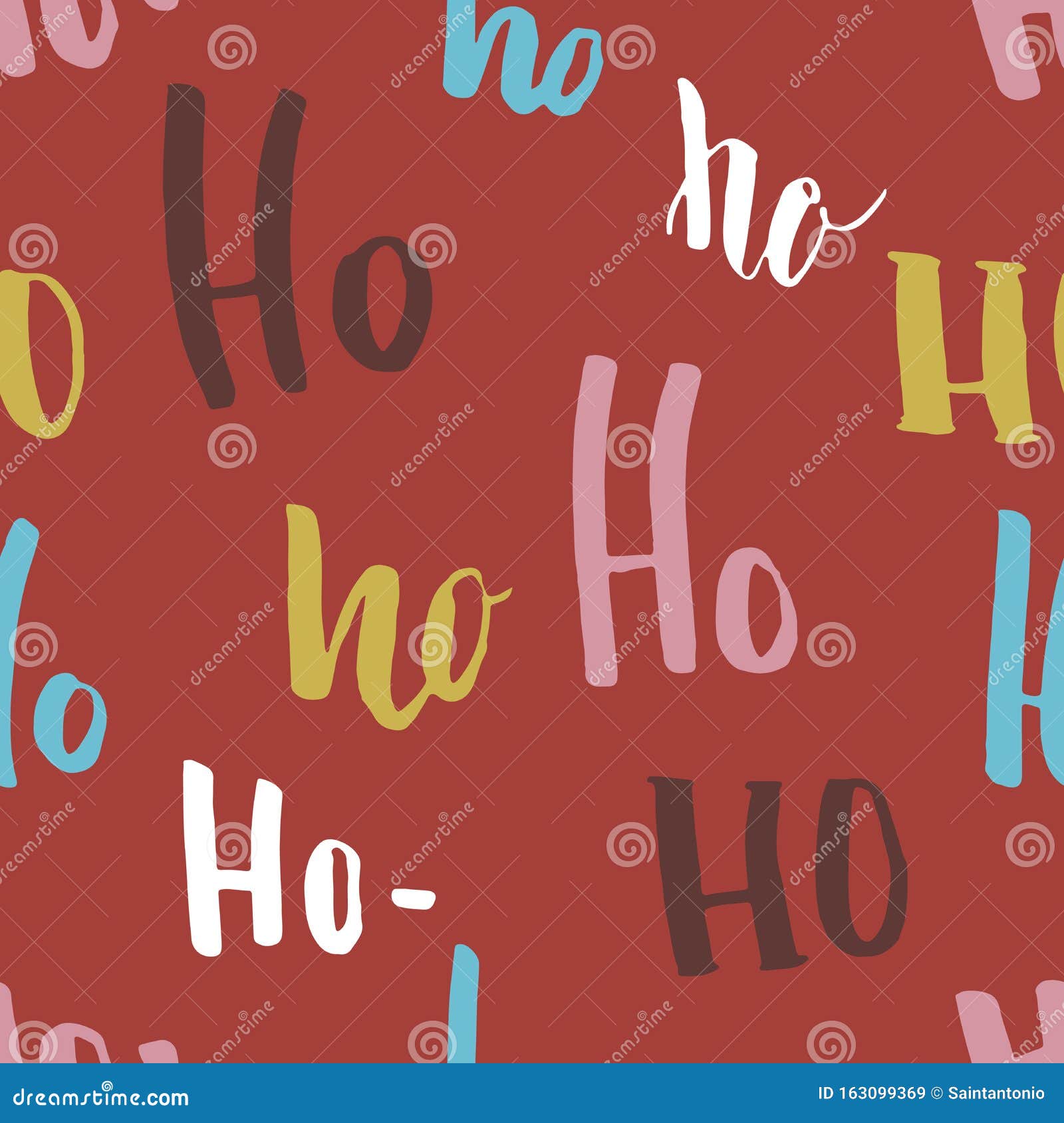 New Year and Christmas Seamless Pattern, with Ho Ho Ho Hand Drawn ...