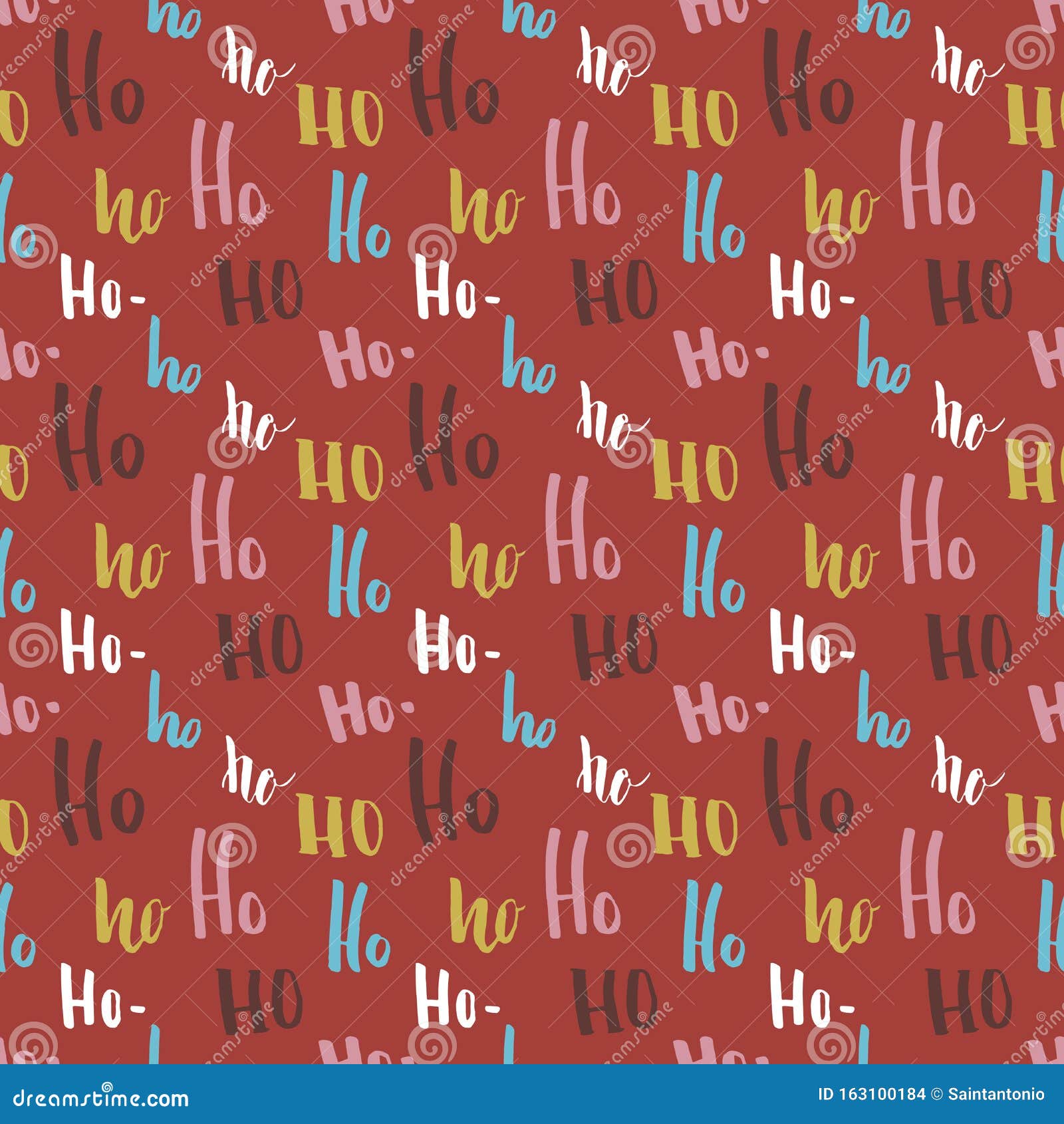 New Year and Christmas Seamless Pattern, with Ho Ho Ho Hand Drawn ...