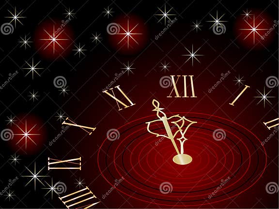 New Year clock stock vector. Illustration of alarm, gold - 16734985