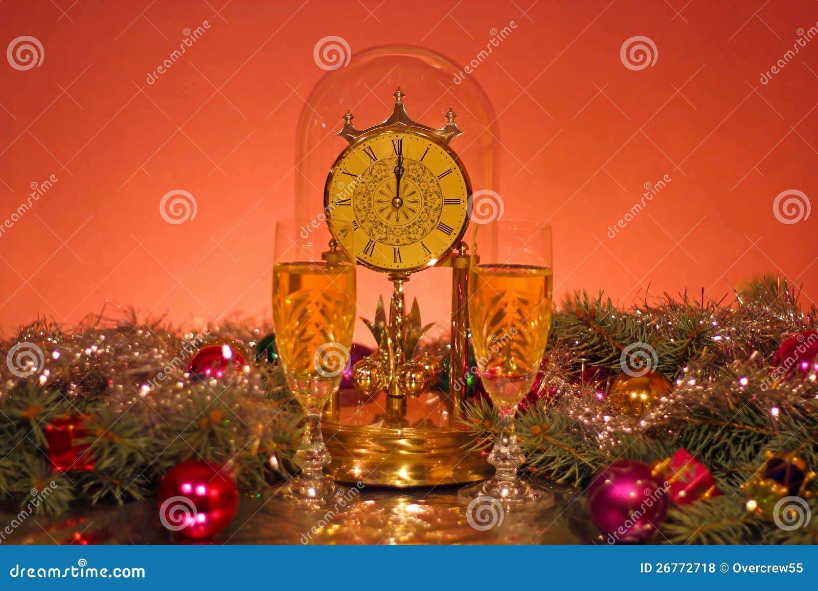 New year and clock stock photo. Image of thermal, branch - 26772718
