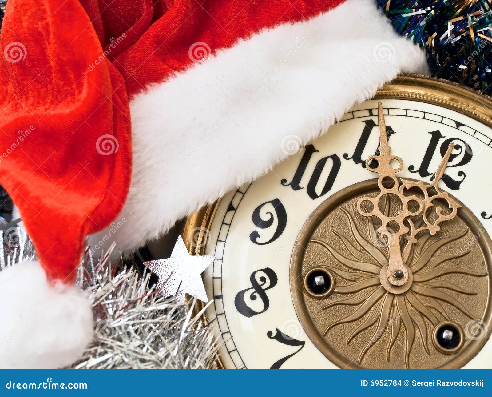 New year clock stock photo. Image of garland, year, xmas - 6952784