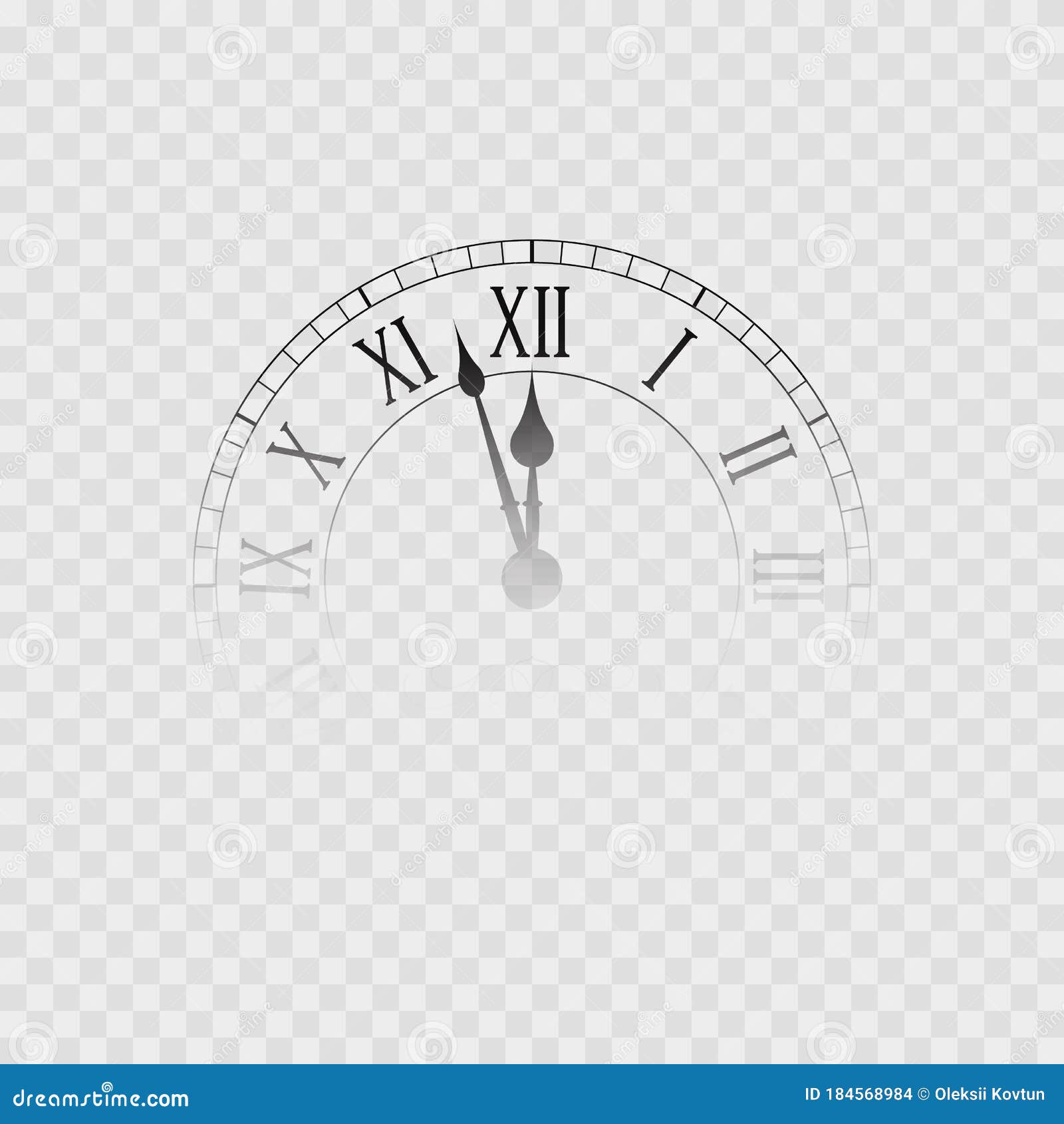 New Year Clock. Transparent Clock Icon, Isolated on White Stock ...