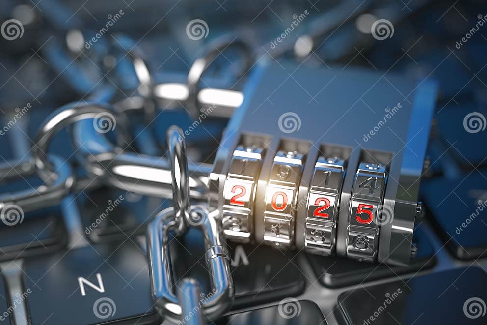 New Year 2025 Code Lock. on Computer Keyboard. Stock Illustration ...