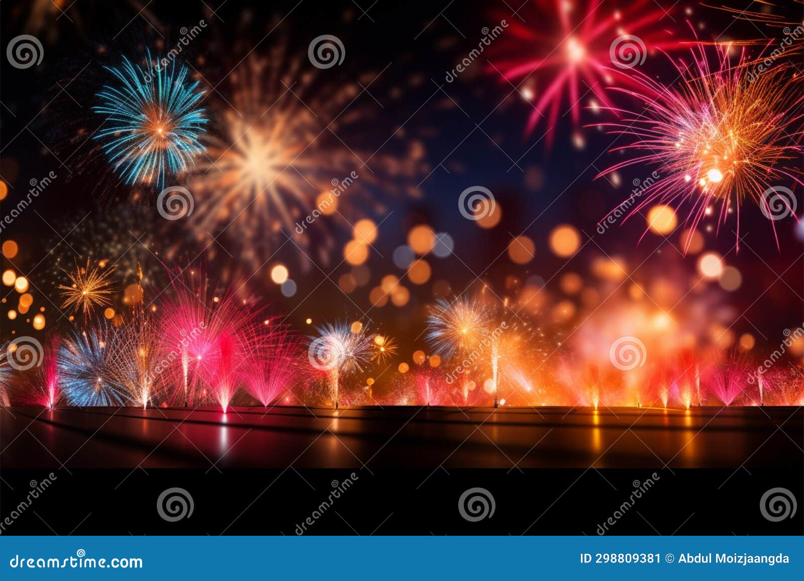 New Year Colorful Fireworks Celebration Background Stock Illustration ...