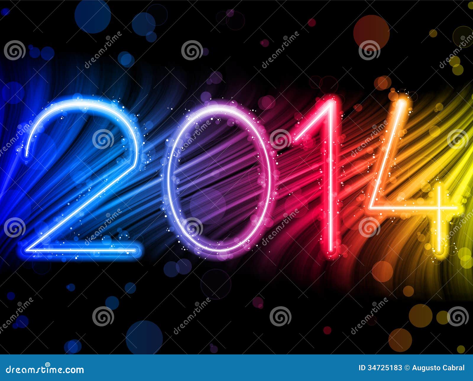2014 New Year Colorful Waves on Black Background Stock Illustration ...