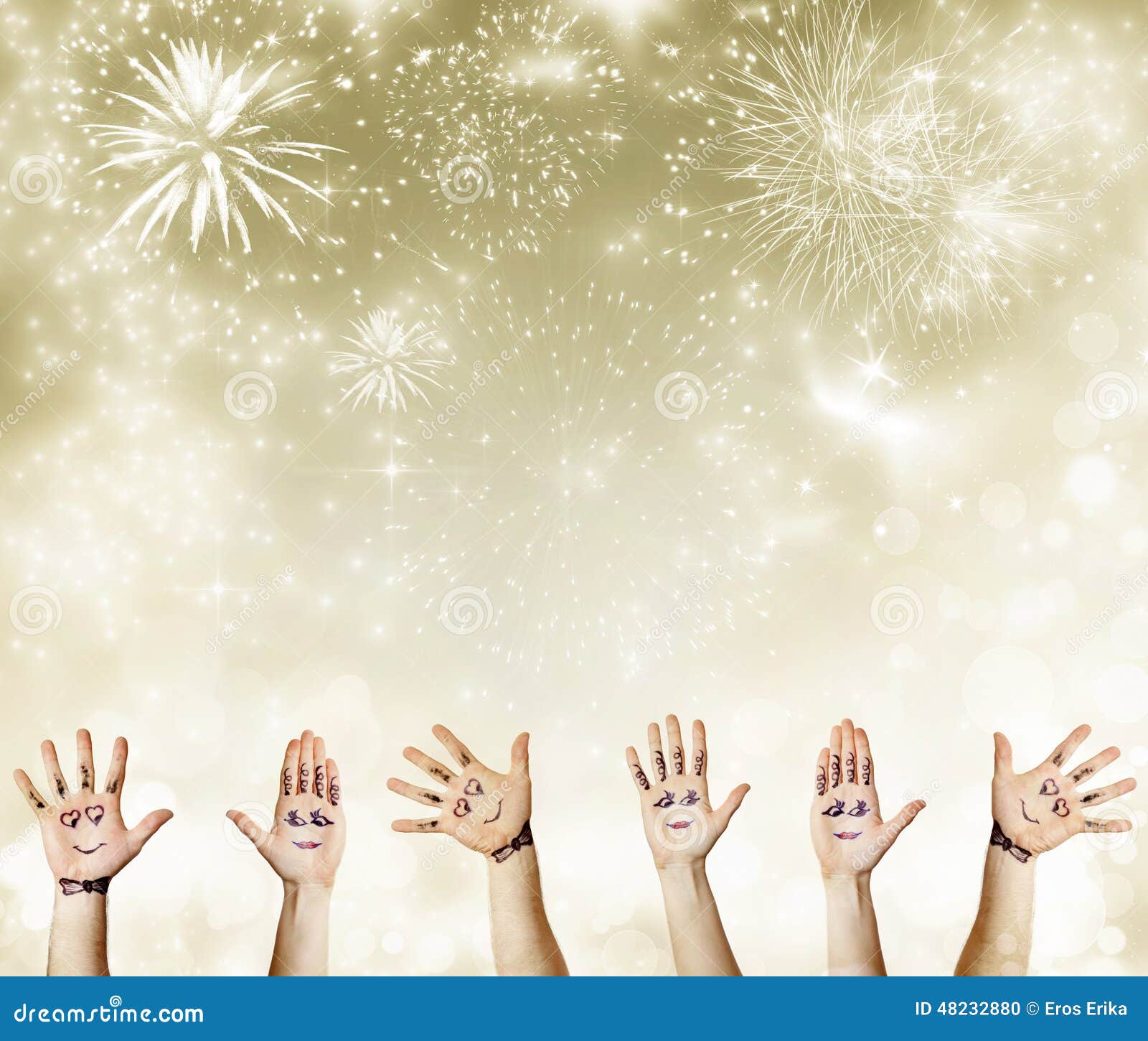 New Year Concept with Painted Hand Celebrating Stock Photo - Image of ...