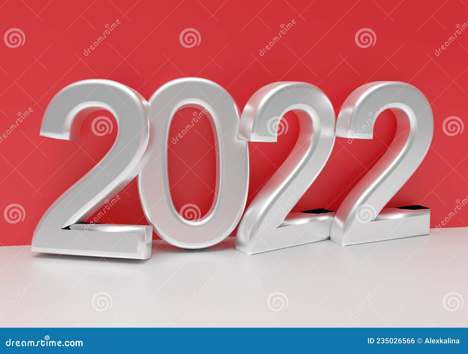 New Year Concept in Red Colors. Number 2022 Stock Illustration ...