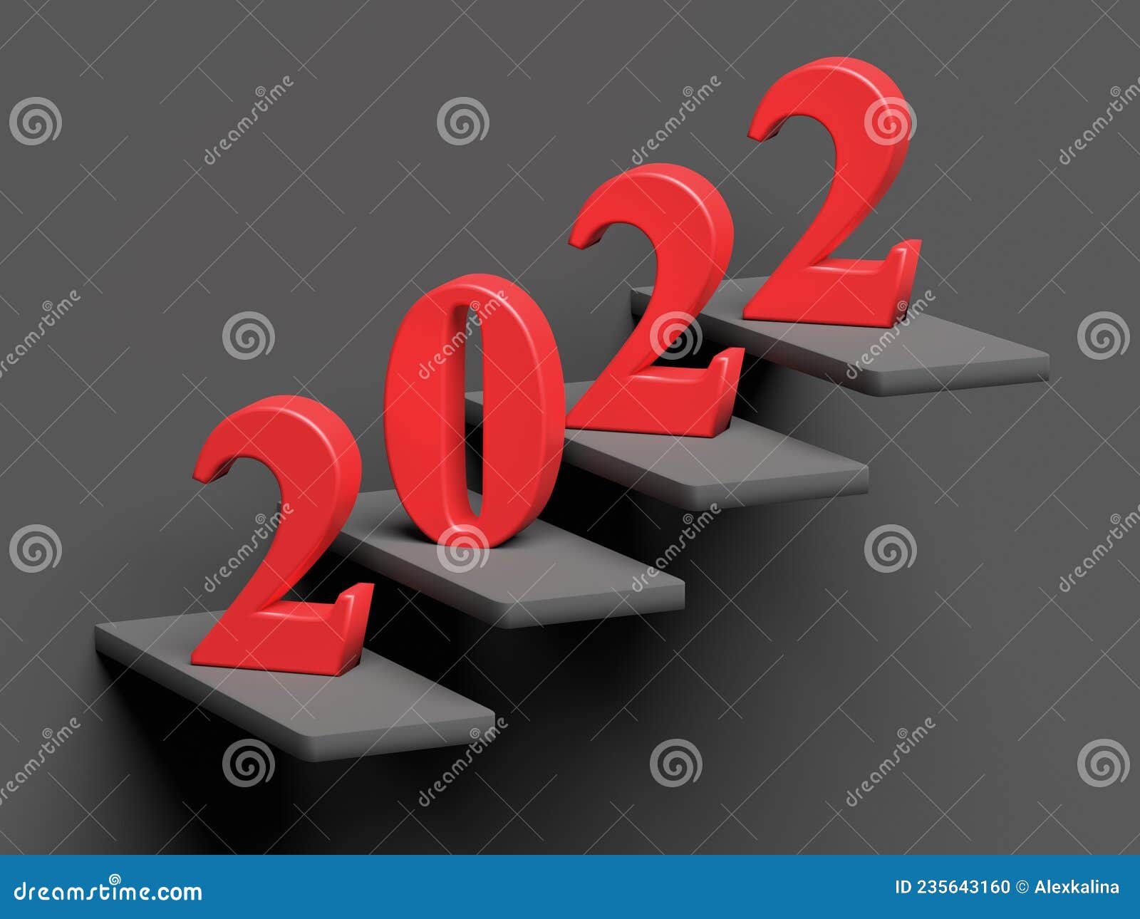 New Year Concept. Red Number 2022 on the Stairs Stock Illustration ...
