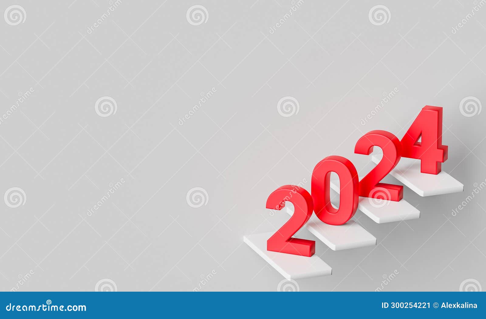 New Year Concepts. Red Number 2024 on Steps with Blank Empty Copy Space ...