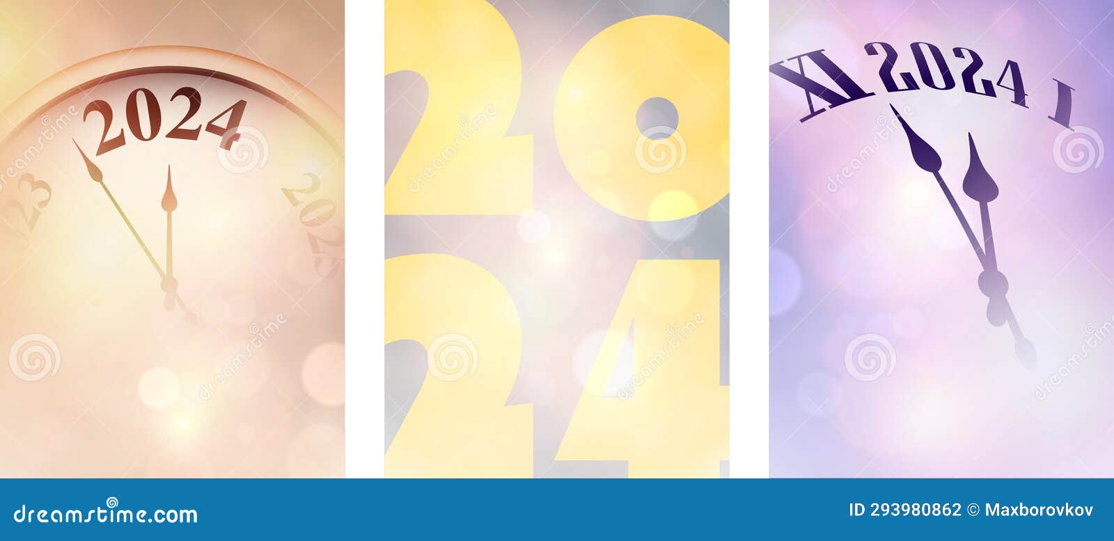 New Year 2024 Countdown Clock Over Colourful Background with Lights ...