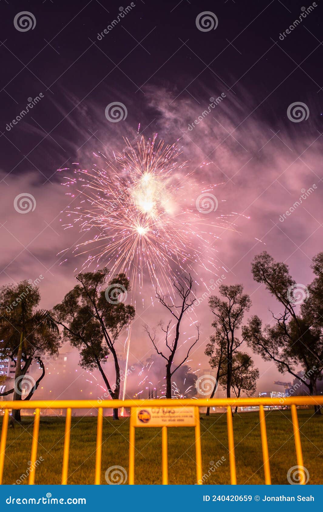 New Year Countdown Firework Display Stock Image - Image of reflection ...